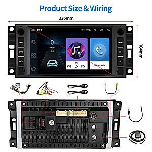 Wireless Carplay Car Stereo for Jeep Wrangler Dodge Chevrolet Chrysler, 7 Inch Touchscreen Android Car Radio with Bluetooth, Backup Camera, GPS Navigation, WiFi, FM RDS Radio, USB, Mic, Mirror Link
