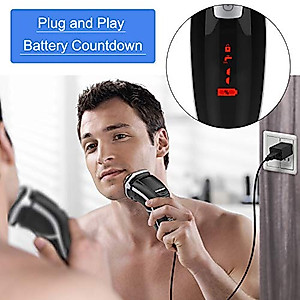 Men's Electric Shaver - MAX-T Corded and Cordless Rechargeable 3D Rotary Shaver Razor for Men with Pop-up Sideburn Trimmer Wet and Dry with Wall Adapter 100-240V