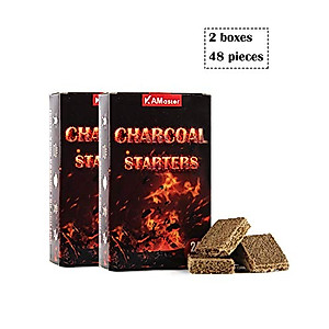 KAMaster 48 Squares Starter Blocks for Big Green Egg,Fire Starter Squares Waterproof Easy Fire Charcoal Starter Perfect for Barbecue Grills, BGE, Kamado Joe,Smokers, Wood Stove