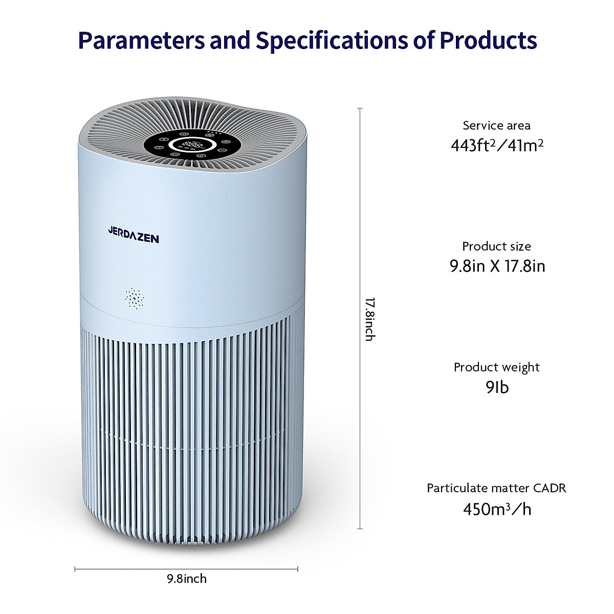 Jerdazen Air Purifiers for Large Room, Covers Up to 2216 ft², True HEPA 13 Filter Remove 99.97% is Suitable for Yoga Classroom, Living Room, Bedroom, Meeting room(Blue)