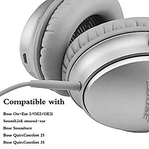 Replacement SoundTrue Headphone Extension Audio Cable 3.5mm to 2.5mm Stereo Cord Compatible with Bose On-Ear 2/OE2/OE2i/QC25/QC35/Soundlink/SoundTrue Headphones (Grey)