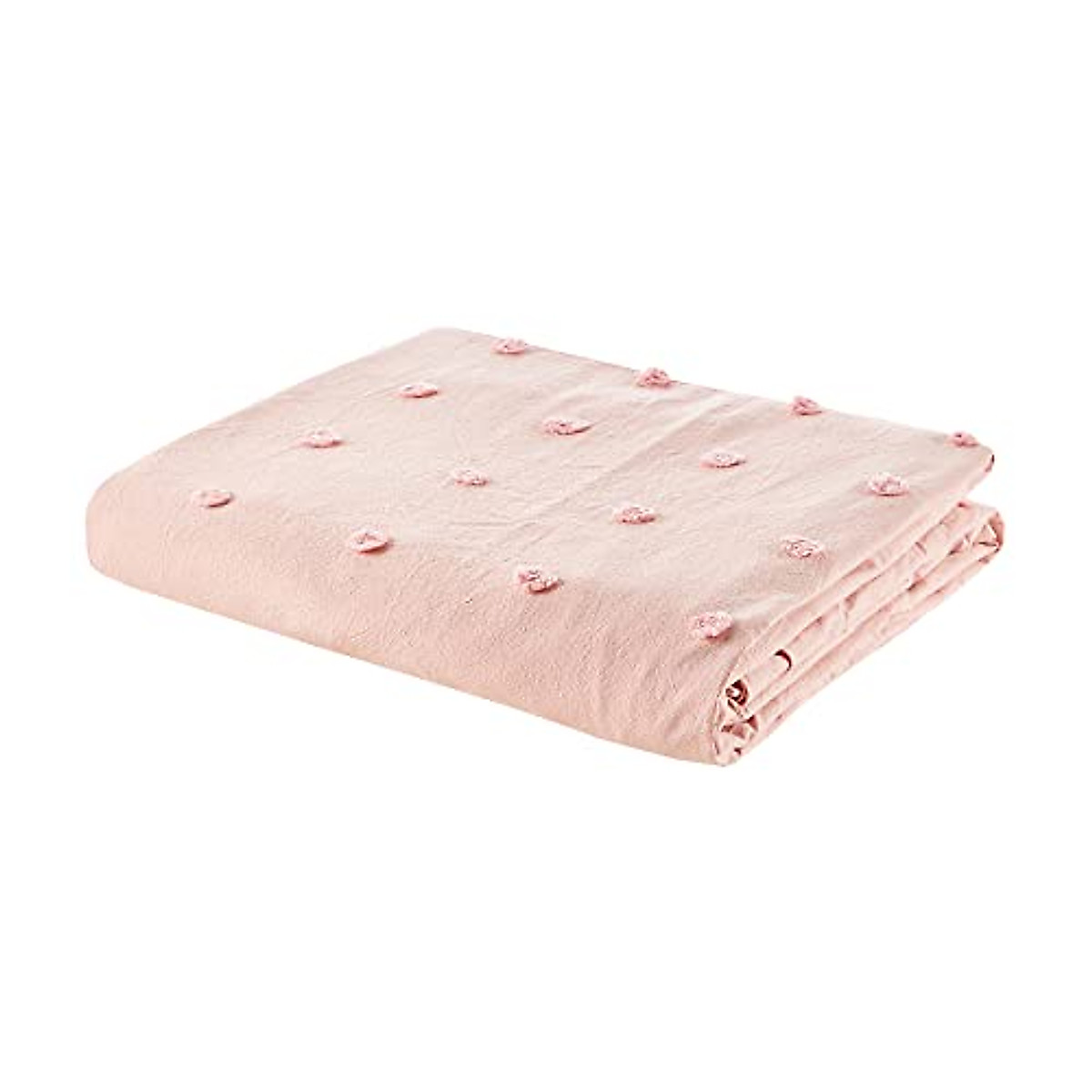 Urban Habitat Duvet Set 100% Cotton Jacquard, Tufts Accent, Shabby Chic All Season Cover for Comforter, Matching Shams, Decorative Pillows, Twin/Twin XL (68 in x 92 in), Pink 5 Piece