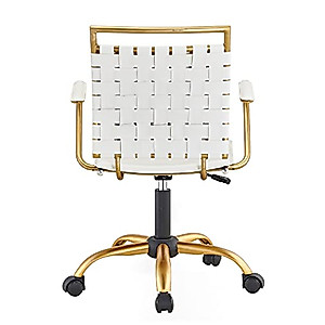 CAROCC White Gold Office Chair White and Gold Desk Chair Office Chair in White and Gold Modern Home Office Chair Gold White Office Chair Gold Legs(Gold White)