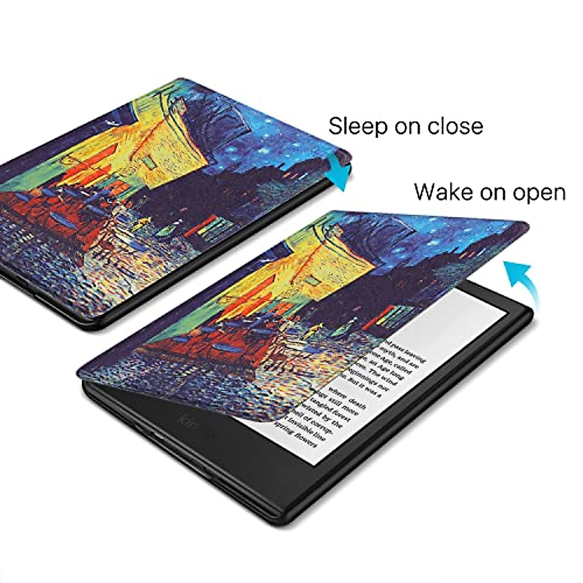 TNP Case for 6" All-New Kindle (2022 Release) 11th Generation Slim Cafe at Night Cover, Lightweight and Smart Protective Flip Case with Auto Sleep and Wake for 6-Inch Amazon Kindle E-Book Reader