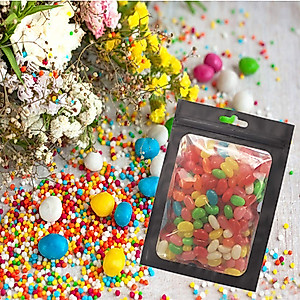 NACTECH 100 Pieces Smell Proof Bags Resealable Mylar Bags Ziplock Food Storage Bags with Clear Window Coffee Beans Packaging Pouch for Food Self Sealing Storage Supplies