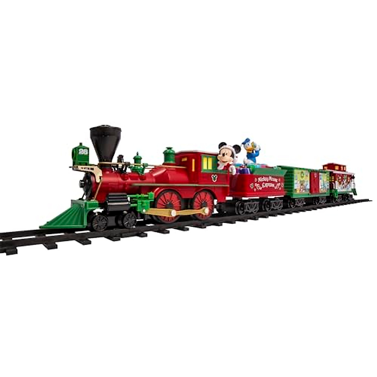 Lionel Battery-Operated Disney Mickey Mouse Express Toy Train Set with Locomotive, Train Cars, Track & Remote with Authentic Train Sounds, & Lights for Kids 4+
