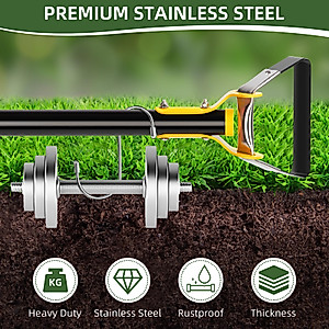 YUCEEN Hoe Garden Tool,Scuffle Garden Hoe for Weeding 30-60 Inch,Long Handle Heavy Duty Adjustable Hula Hoe,Gardening Stainless Steel Loop Stirrup Action Hoe