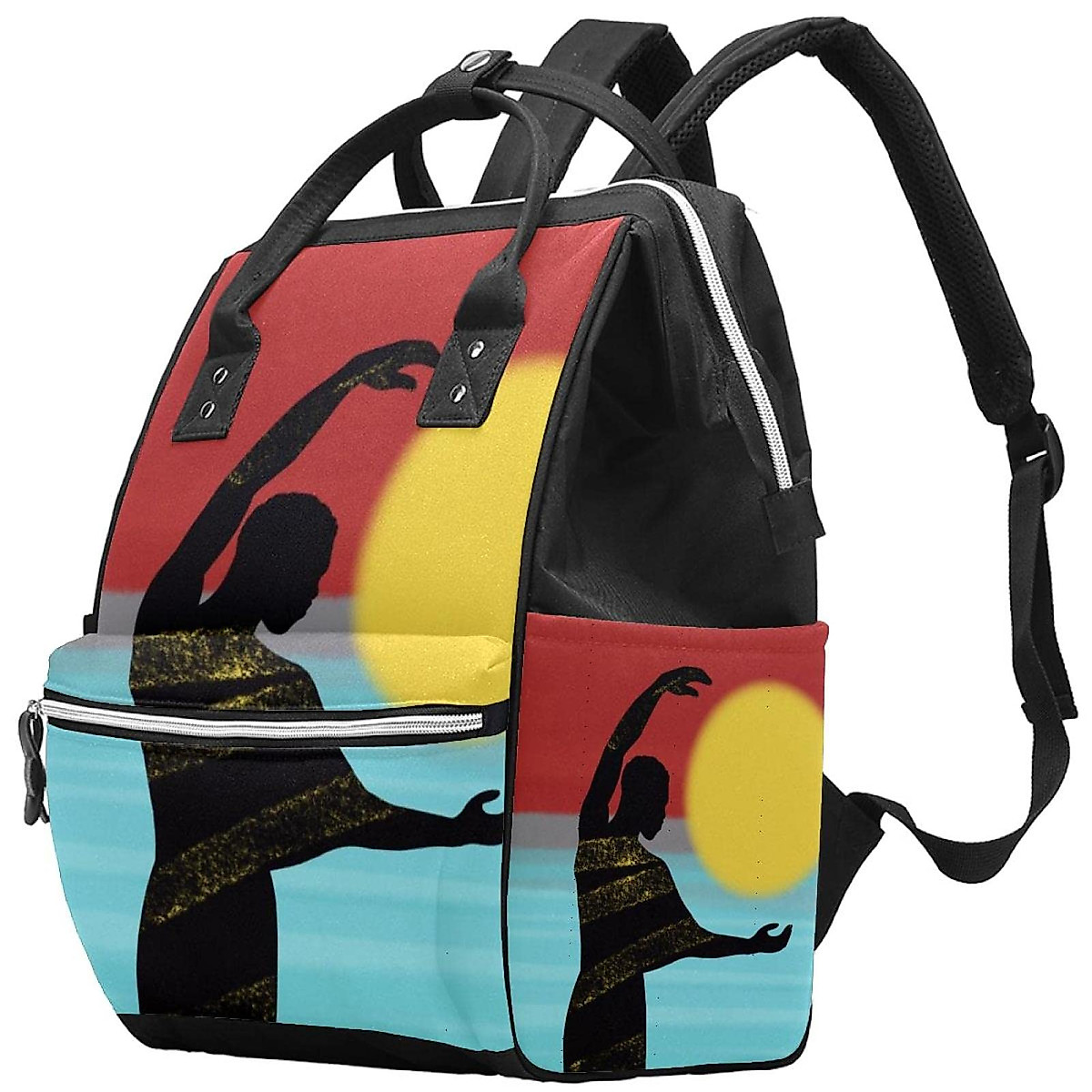 African Black Men Full Moon Silhouette Diaper Bag Backpack Baby Nappy Changing Bags Multi Function Large Capacity Travel Bag