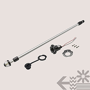 TRUE MODS 34"- 60" 12-24V Adjustable White LED Marine Navigation Anchor All-Round Boat Light [USCG ABYC A-16 3NM] [Telescoping Pole Base] [Waterproof] 3 Nautical Mile Back Rear Stern Tower Light