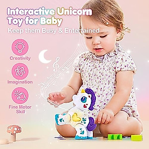 hahaland Toddler Girl Toys Unicorn Toy for 1 Year Old Girl, Musical Light up Kid Girl Interactive Travel Toys, Baby Toys 12-18 Months, 1+ Year Old Girl Birthday Gifts