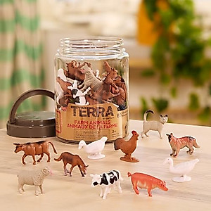 Terra by Battat – Toy Farm Animals Tube – 60 Mini Figures in 12 Realistic Designs – Barnyard Animals in Storage Tube – Cow, Pig, Goat, Sheep & More – Farm Animals – 3 Years +