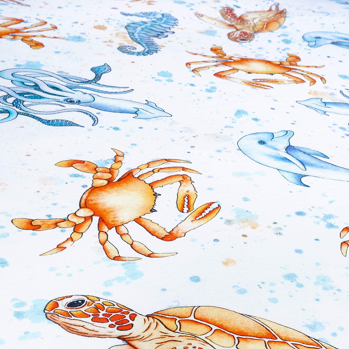 Nautical Design Crib Sheet | Soft Jersey Knit Cotton | Ocean Creature Decor