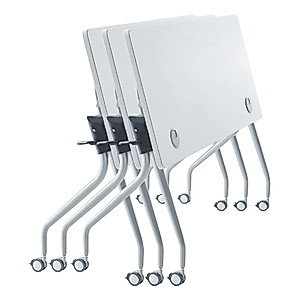 WorkPro® AnyPlace Flip-Top Nesting Training Table, 29-1/2"H x 60"W x 24"D, Light Gray/Silver