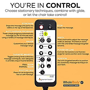 Human Touch WholeBody 5.1 Full Body Massage Chair Recliner Living Room Chair w/ Retractable Ottoman- Personal Professional-Grade Stress + Muscle Pain Relief for Foot Leg Back Neck Massager - Black