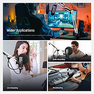 NEEWER Microphone Arm Stand, Suspension Boom Scissor Microphone Arm Stand with 3/8 Inch to 5/8 Inch Screw and Cable Ties, Compatible with Blue Yeti Snowball Yeti X Quadcast etc. Max. Load 1.5 kg
