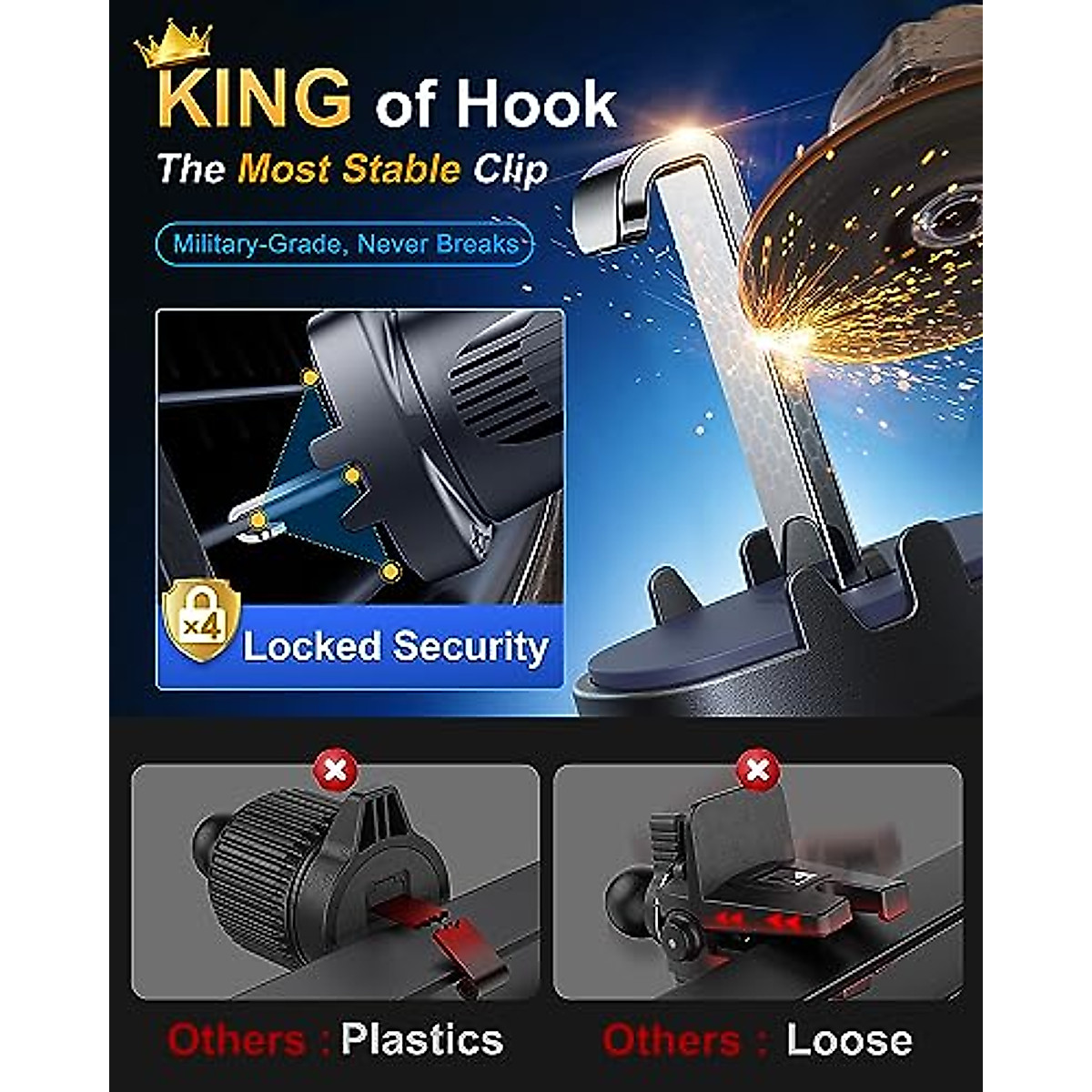 [2024 Newest Upgraded] for MagSafe Car Vent Mount HTU [Best Magnets] Car Phone Holders for iPhone, Hook Handsfree 360° Rotation Magnetic Phone Holder Car for iPhone 15 14 13 12 Pro Max Plus Mini,Black