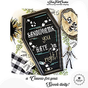 Coffin Black Felt Letter Board Gothic Room Home Wall Decor - Halloween Goth Coffin Shelf Decor Spooky Aesthetic Message Board Sign (Large Black Single)