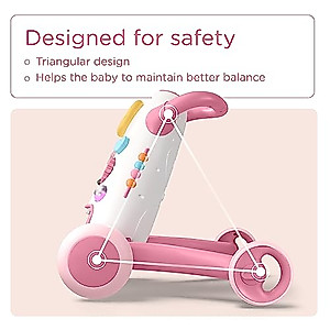 KÜB Baby & Toddler Interactive Push Walker, Educational Music Lights and Activities, Adjustable Speed Wheels, Safe & Stable,Pink,Girls Toy