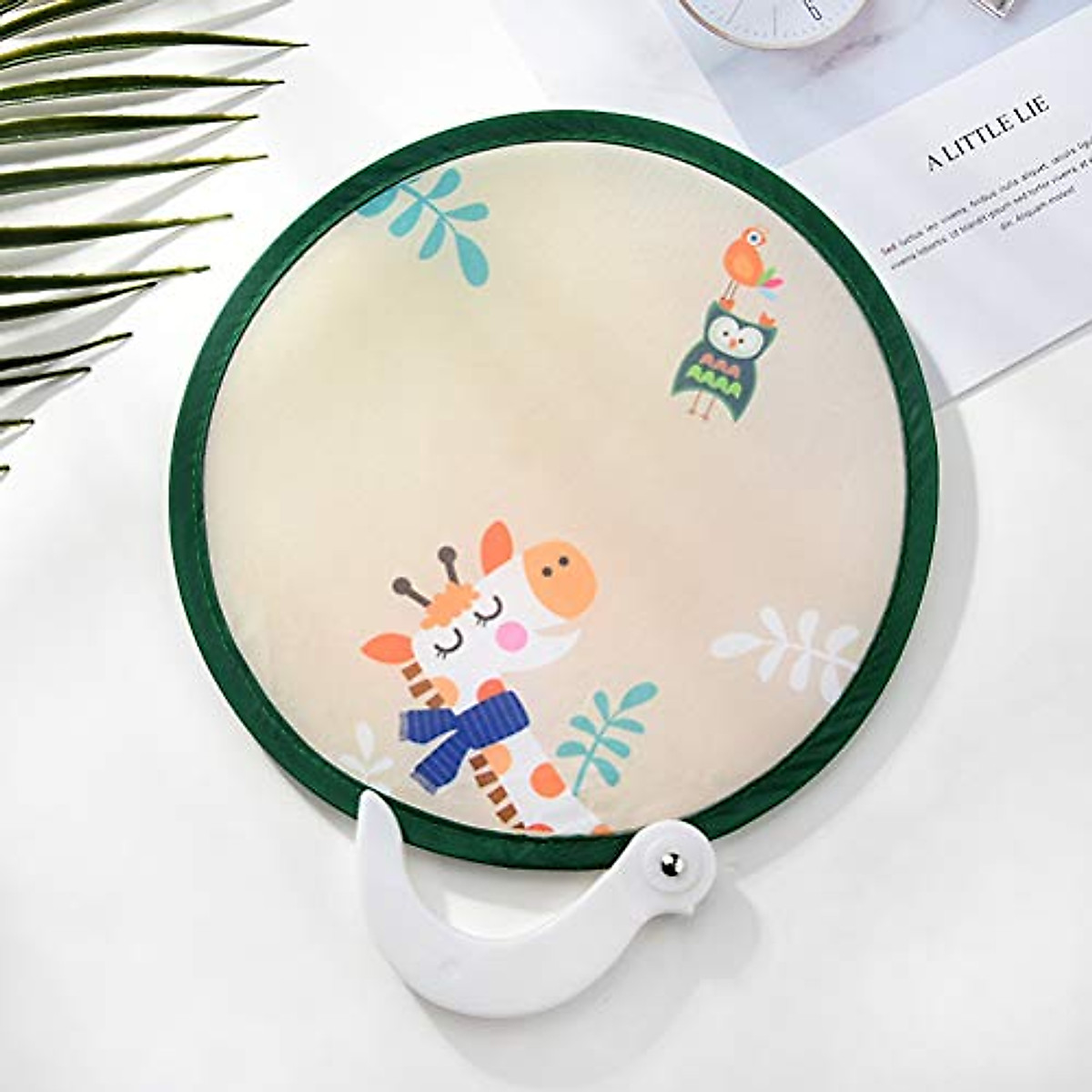 NUOBESTY Foldable Fan Japanese Style Handheld Round Folding Fan Great for Wedding Birthdays Decoration,4pcs