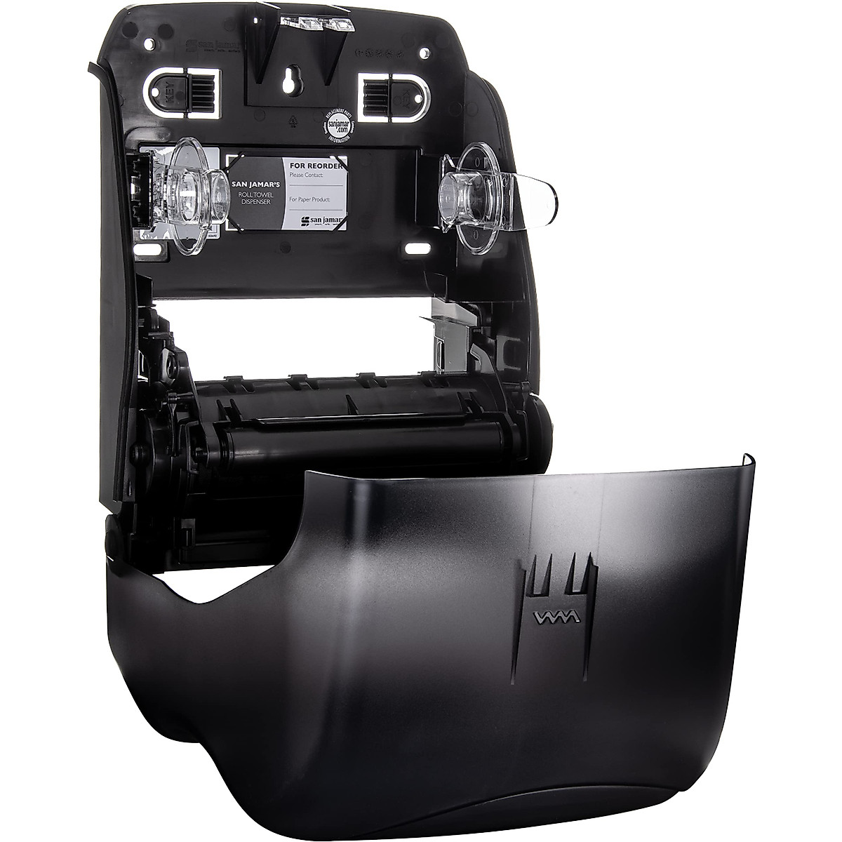 San Jamar Oceans Mechanical Towel Dispenser with Wall Mount for Public Restrooms, No Batteries Required, Translucent Black Impact-Resistant lastic