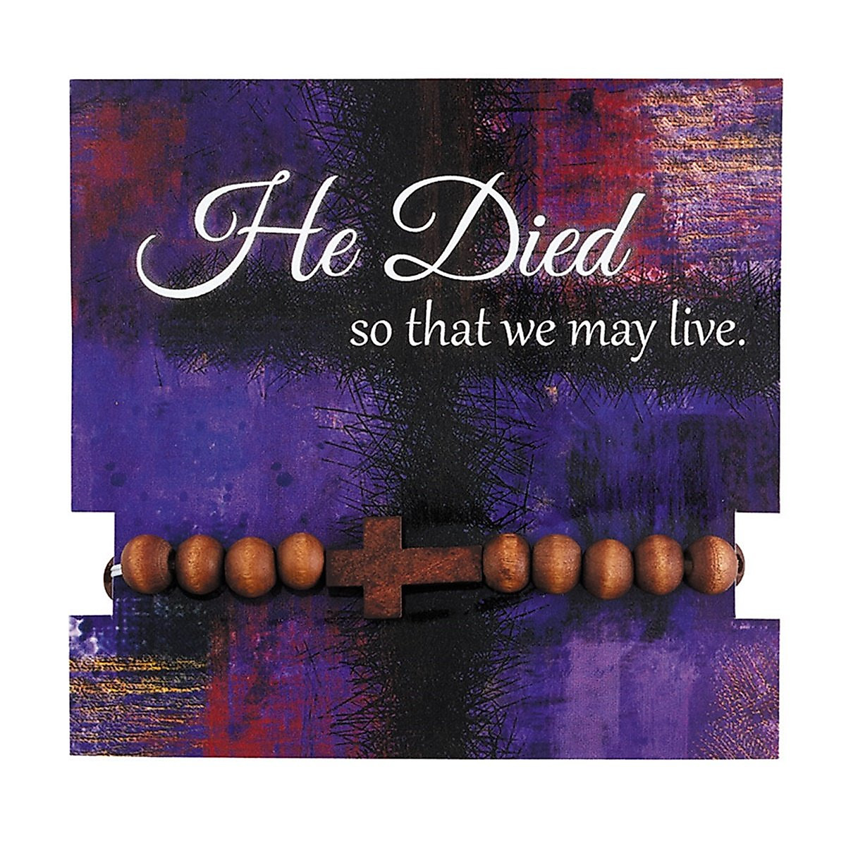 Religious Fashion Jewelry Wooden Cross Bracelet Christian for Men Women, 7 1/2 Inch