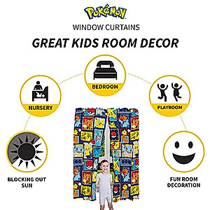 Franco Kids Room Window Curtains Drapes Set, 82 x 63 in, Pokemon