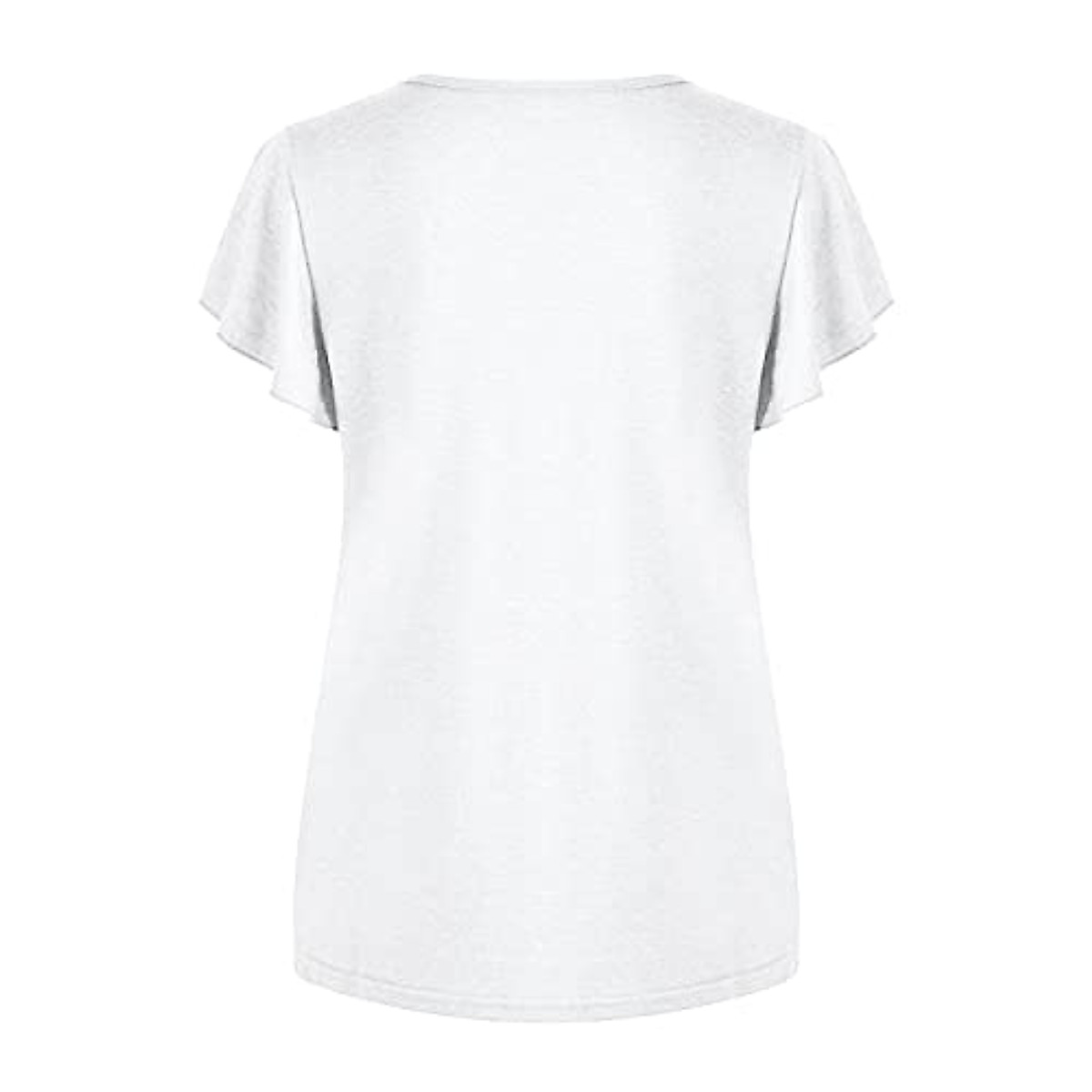 wodceeke Women's Short-Sleeved V-Neck Plain T-Shirt Casual Loose Basic Tee Summer All-Match Blouse Tops (White, L)