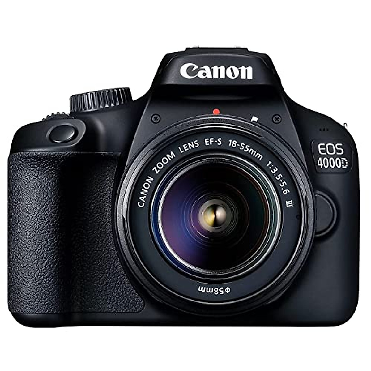 Canon EOS 4000D (Rebel T100) DSLR Camera w/18-55mm F/3.5-5.6 Zoom Lens + 75-300mm F/4-5.6 III Lens + EF 50mm f/1.8 STM Lens + 2X 64GB Memory + Hood + Case + Filters + Tripod + More (35pc Bundle)