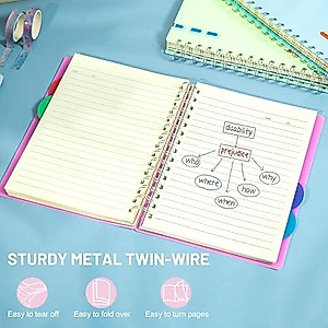 Yoment 5 Subject Notebook with Tabs Dividers Small Spiral Notebook, 6" X 8" Lined Journal Notebooks for School Office Work, 206 Pages Notebooks for Women Men School Meeting,Purple