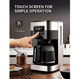 SHARDOR Coffee Maker, 10-Cup Programmable Drip Coffee Machine with Touch-Screen, Pause & Serve, Black & Stainless Steel