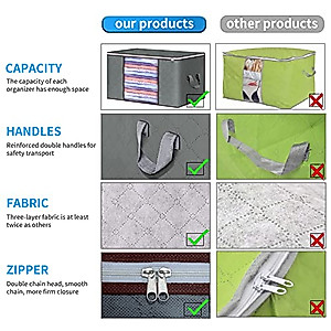 60L Clothes Storage & 90L Underbed Storage Bags, Clothes Storage Bins Foldable Closet Organizers with Durable Handles with Clear Window for Clothes Pillow Blankets Bedding