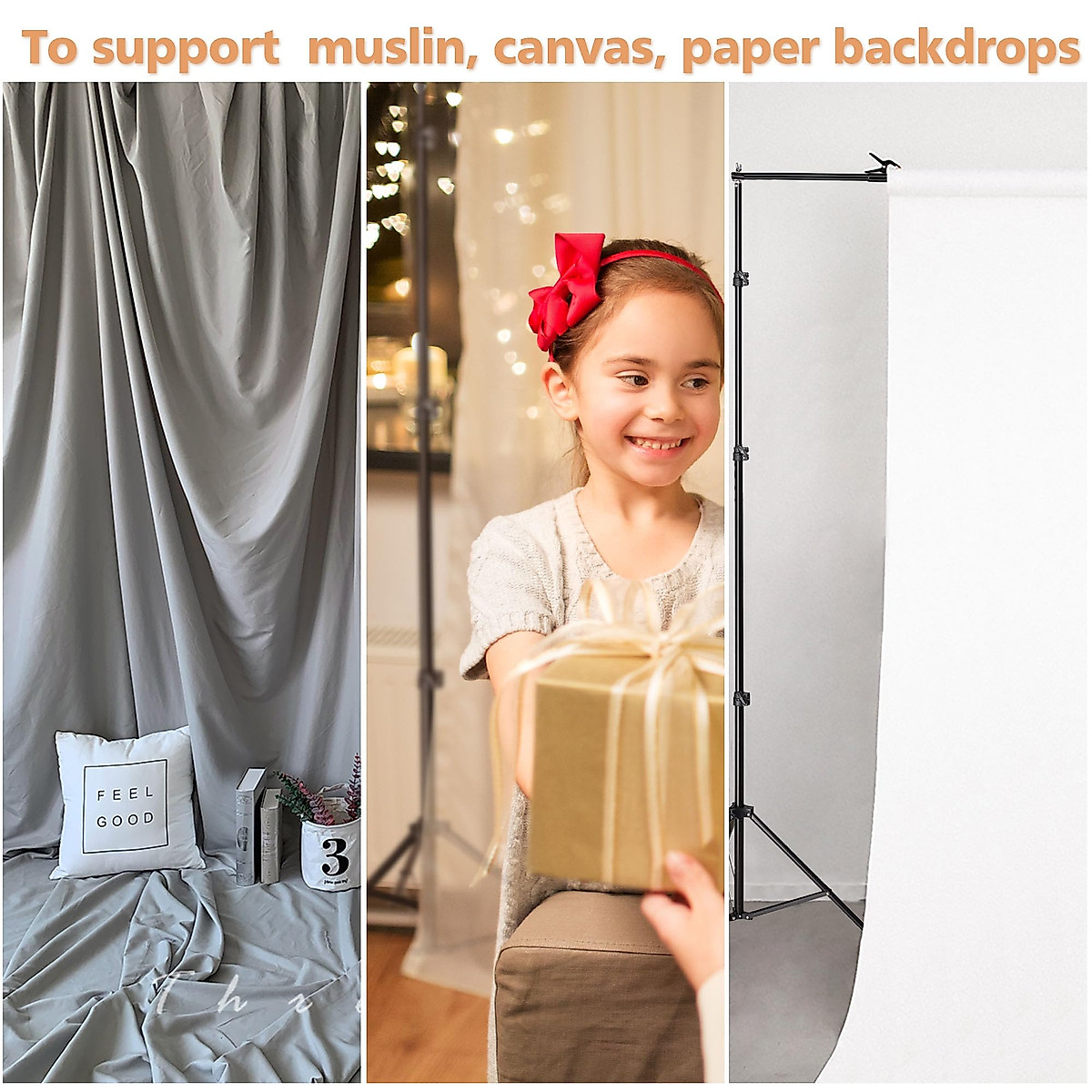 AW 8.5x10ft Backdrop Stand Support System with 4X Clamps 2X Clips 2X Sand Bags 1x Carry Bag for Parties Events Photography