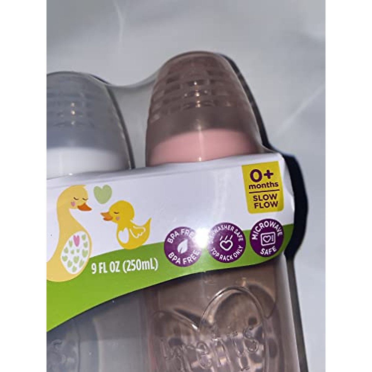 3 Pack Bottles Parent Choice BPA Free Dishwasher Safe Microwave Safe 0+ Months Slow Flow Purple White Pink (Girls)