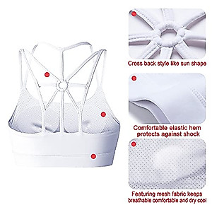 YIANNA Sports Bras for Women Cross Back Padded Sports Bra Medium Support Workout Running Yoga Bra, YA-BRA139-White-L