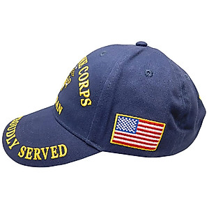 Marine Corps Veteran EGA Proudly Served USA Flag Navy Blue Cotton Adjustable Embroidered Baseball Hat Cap Officially Licensed CP00307