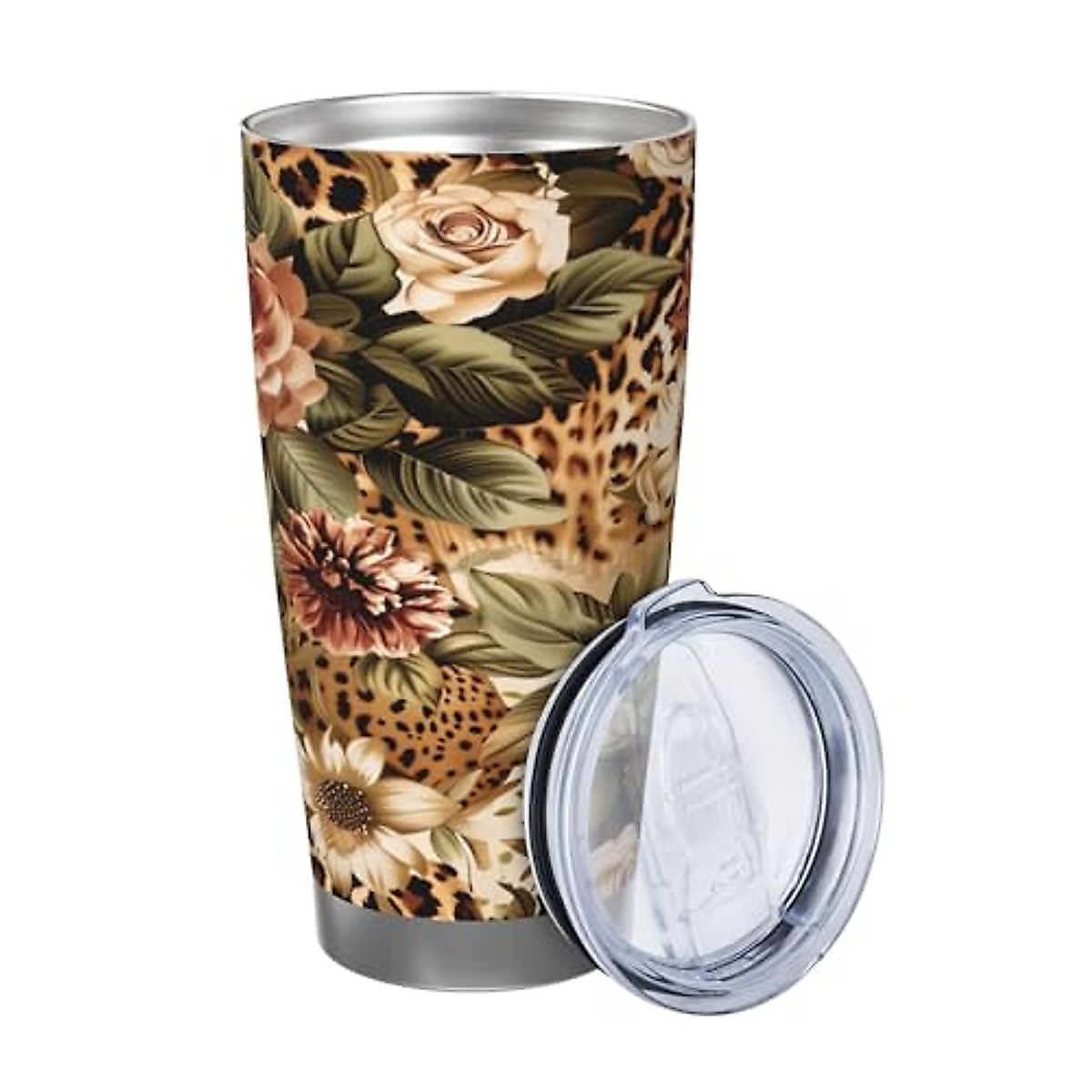 AYCZN Rose Giraffe Print 20 OZ Tumbler Stainless Steel Travel Coffee Mug, Giraffe Skin Insulated Water Bottle with Lid and Straws Leakproof Thermal Cup