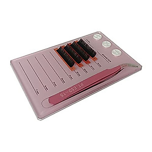 Eyelash Grafting Pallet, Acrylic Lash Tile holder, 7-15mm Scale Glue Cups Eyelash Extensions Storage Gasket Pads with Suction for Tweezers (Pink)