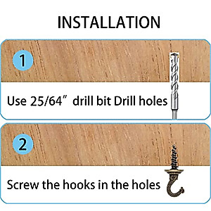 4 Pieces Swag Ceiling Hooks Heavy Duty Swag Hook Driller Hook Indoor Outdoor for Hanging Plants Chandelier etc. (Antique Brass)