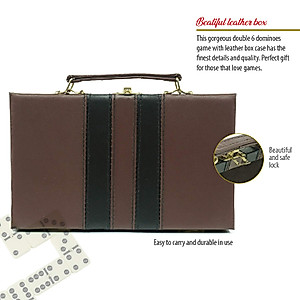 ERLLE Dominos Set Game. Premium Classic 28 Pieces Double Six Domino. Durable Leather Box. Kids, Boys, Girls, Party Favors and Anytime Use. Duoble 6 Dominoes. (Pro)