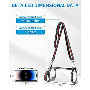 Clear Crossbody Bag Stadium Approved Clear Purse with 2 Shoulder Straps, Clear Round Handbag for Women Clear Concert Bag for Sport Event