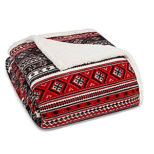 Eddie Bauer Ultra-Plush Collection Throw Blanket-Reversible Sherpa Fleece Cover, Soft & Cozy, Perfect for Bed or Couch, Fair Isle