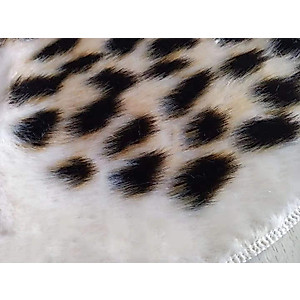 Leopard Area Rug Animals Printed Hide Mats Faux Fur Cowhide Skin Carpet for Home Office, Livingroom, Bedroom, 5.2ft x 6.5ft (160 x 200cm)