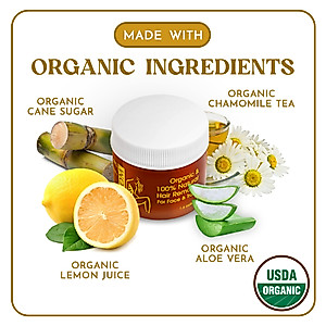 MOOM - Facial Sugaring Wax Travel Kit, Hair Removal for Chin, Eyebrows & Upper Lip - Made with Aloe Vera & Tea Tree Oil - Includes 1.6oz Jar, 6 Reusable Fabric Strips & 2 Wax Applicator Sticks