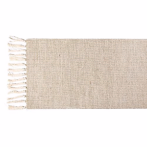 13 x 72 inch Fall Farmhouse Cotton Linen Table Runner with Handcraft Tassel, Rustic Jute Burlap Table Runners 72 Inches Long for Dining Room, Dresser Decor - Waffle