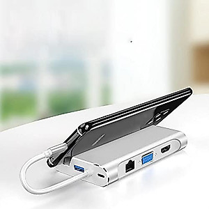 SHYPT Type-C Docking Station Mobile Phone Bracket USB Splitter Hub Expands HDMI-Compatible + Network Port + VGA + Hub