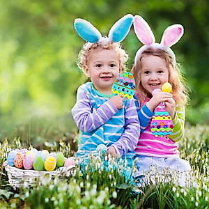 24 Sets Easter Egg Ornaments Decorations DIY 3D Easter Craft Kits Assorted Egg Shaped Foam Cutouts Easter Foam Stickers Pom-poms for Kids Party Favors Easter Spring Classroom Activity Art Project