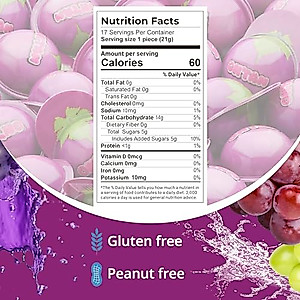 Gummy Candy - Large Jelly Filled Gummies - Grape Candies Filled with Grape Jam - 17 Pcs Individually Wrapped Chewy Candy Gummies in Jar - 1.18 Inches Big Fun Kids Candy - Easter Egg Stuffers