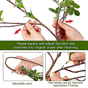 Sggvecsy 43’’ 4Pcs Artificial Ficus Branches Faux Leaf Spray Green Eucalytus Branches Artificial Greenery Stems Fake Ficus Twig Plants for Home Office Wedding Vase Filler Shop Decoration