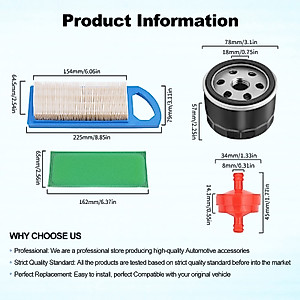 MOTOYUN 697153 794422 Air Filter 492932 696854 Oil filter 493629 Fuel Filter Lawn Mower Tune up Kit Compatible with LA115 LA105 LA110 LA100 L100 L105 L107 L108 Lawn Mower 31P977 31B707 engine