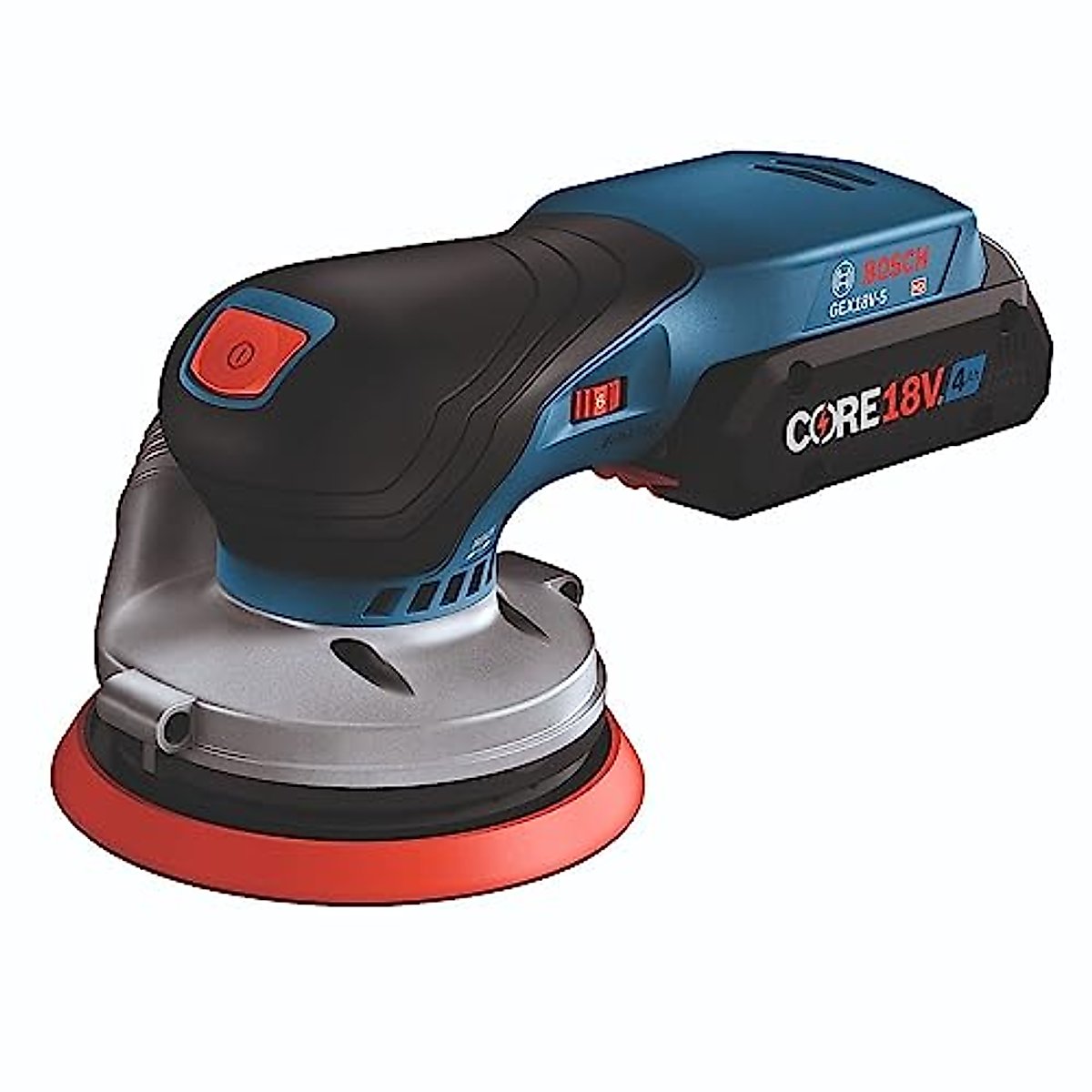 BOSCH GEX18V-5B15 18V Brushless 5 In. Random Orbit Sander Kit with (1) CORE18V 4 Ah Advanced Power Battery